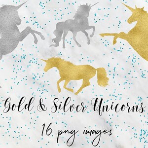Unicorn Exist, Magical Unicorn Clipart, Gold and Silver Unicorn ...