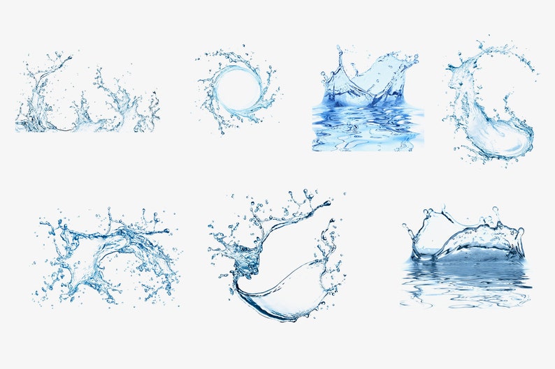 Water Splash Overlays, Water Clipart, Water Drops, Water Liquid ...