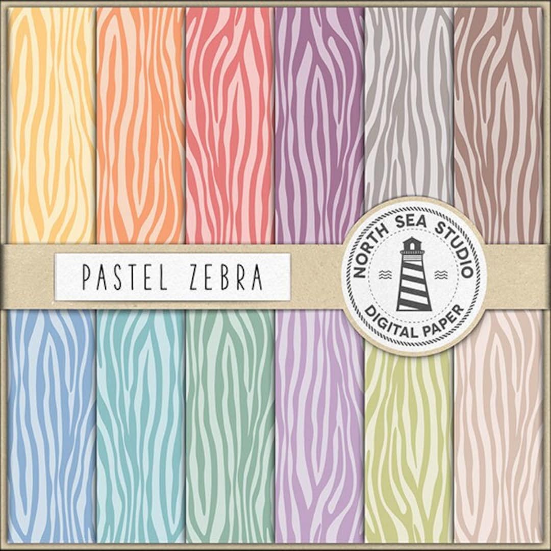 Pastel Zebra Digital Paper Pack | Zebra Print | Animal Print Scrapbook ...