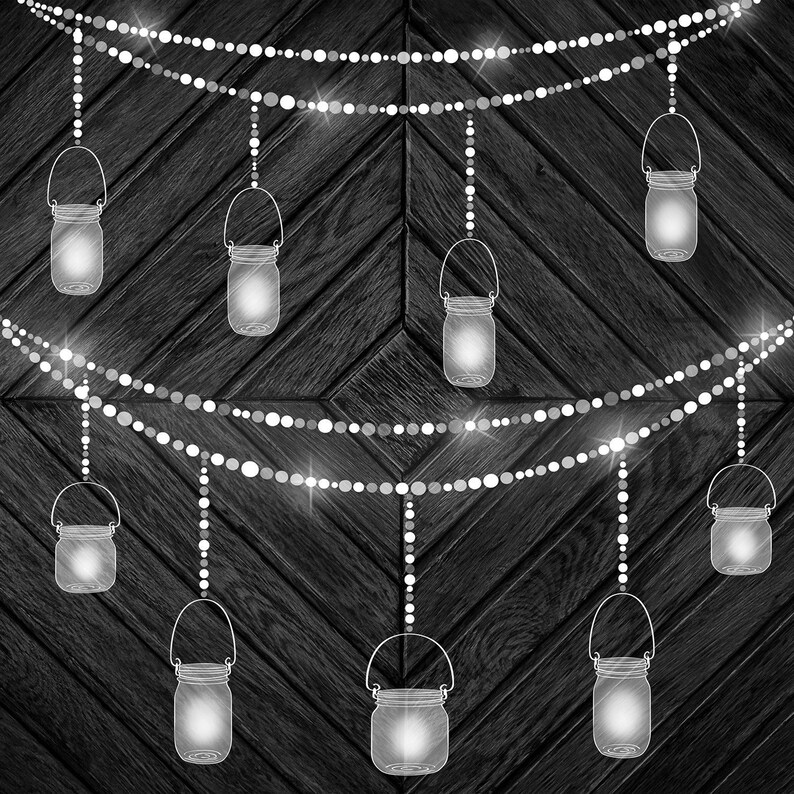 Hanging Lights With Mason Jars Bokeh String Lights Clipart - Etsy