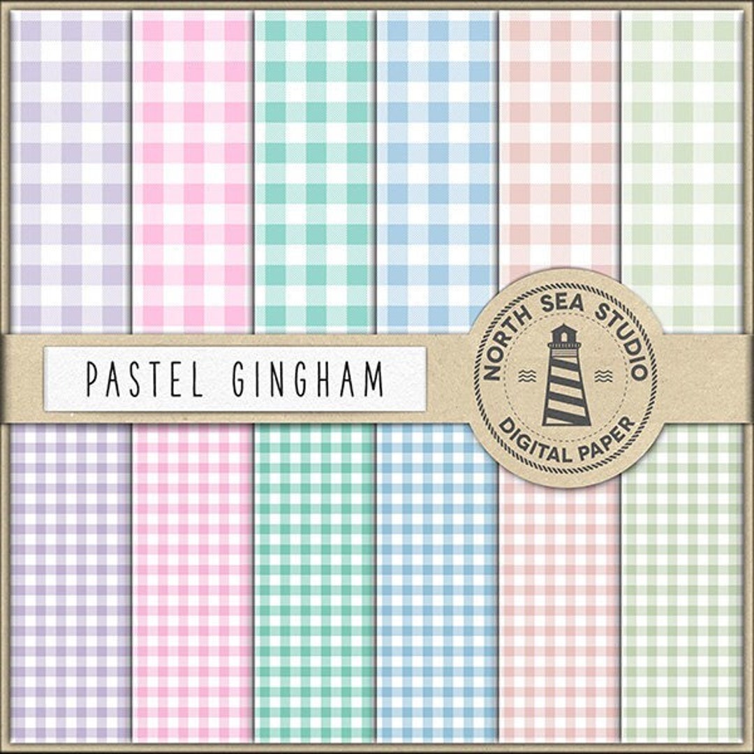 Spring Picnic | Pastel Gingham Paper | Scrapbook Paper | Printable ...