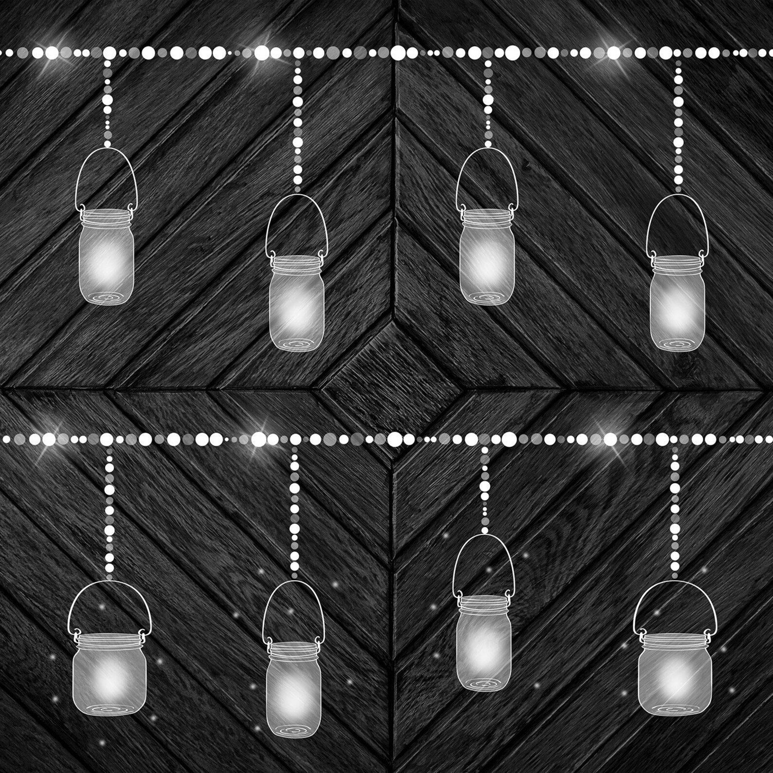Hanging Lights With Mason Jars, Bokeh String Lights Clipart, Sparkle ...