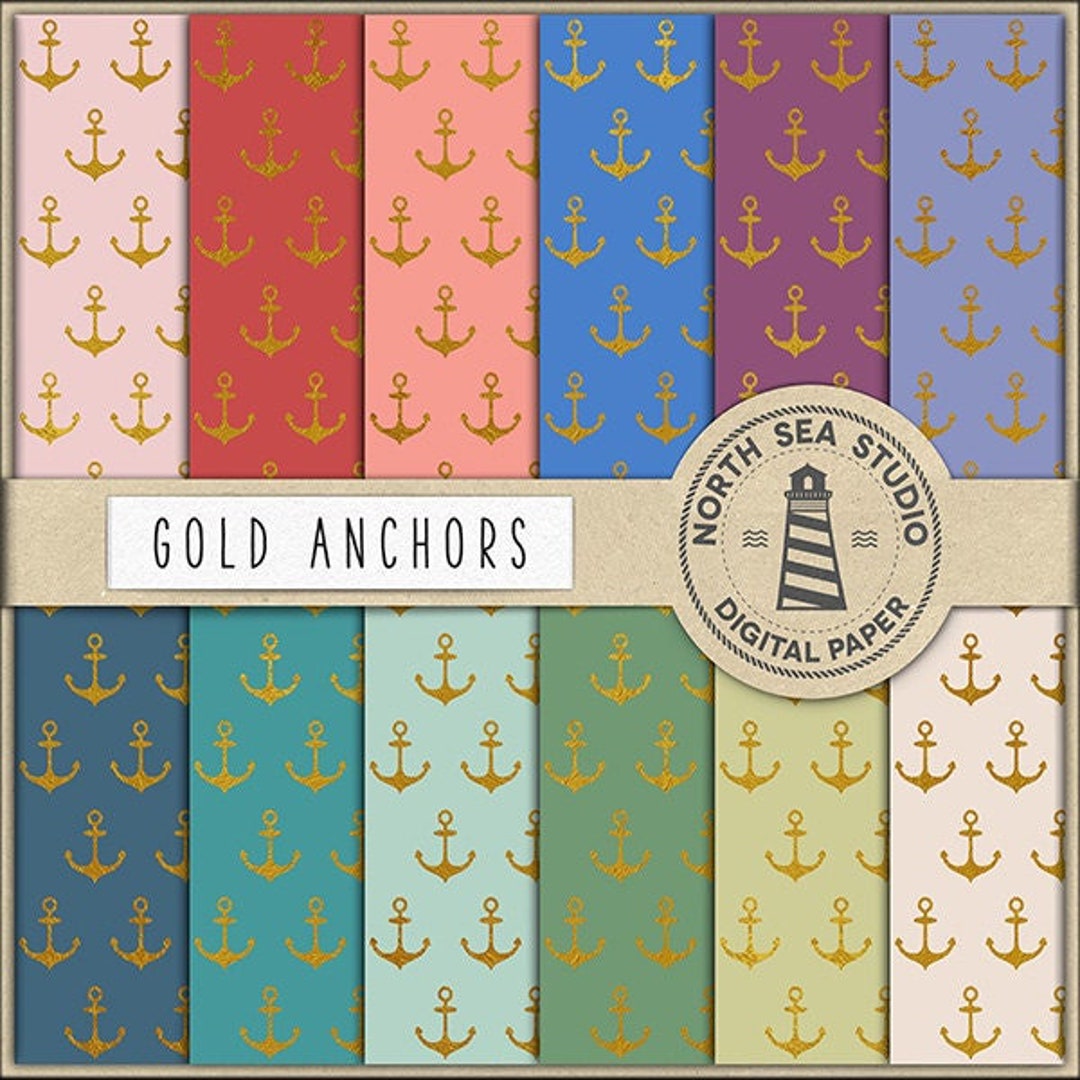 Anchors Digital Paper Gold Anchor Pattern Printable Backgrounds 12 Jpg ...