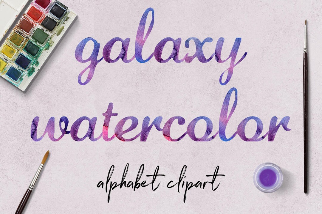 Galaxy Watercolor Letters, Handmade Lettering, Abc Clipart, Calligraphy ...