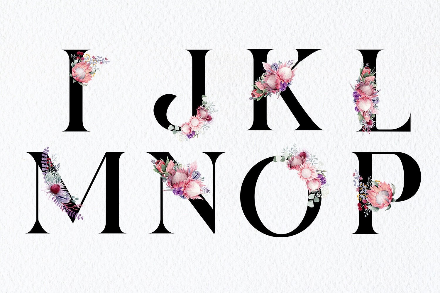 Floral Alphabet Clipart Wedding Flower Alphabet Decor Png - Etsy