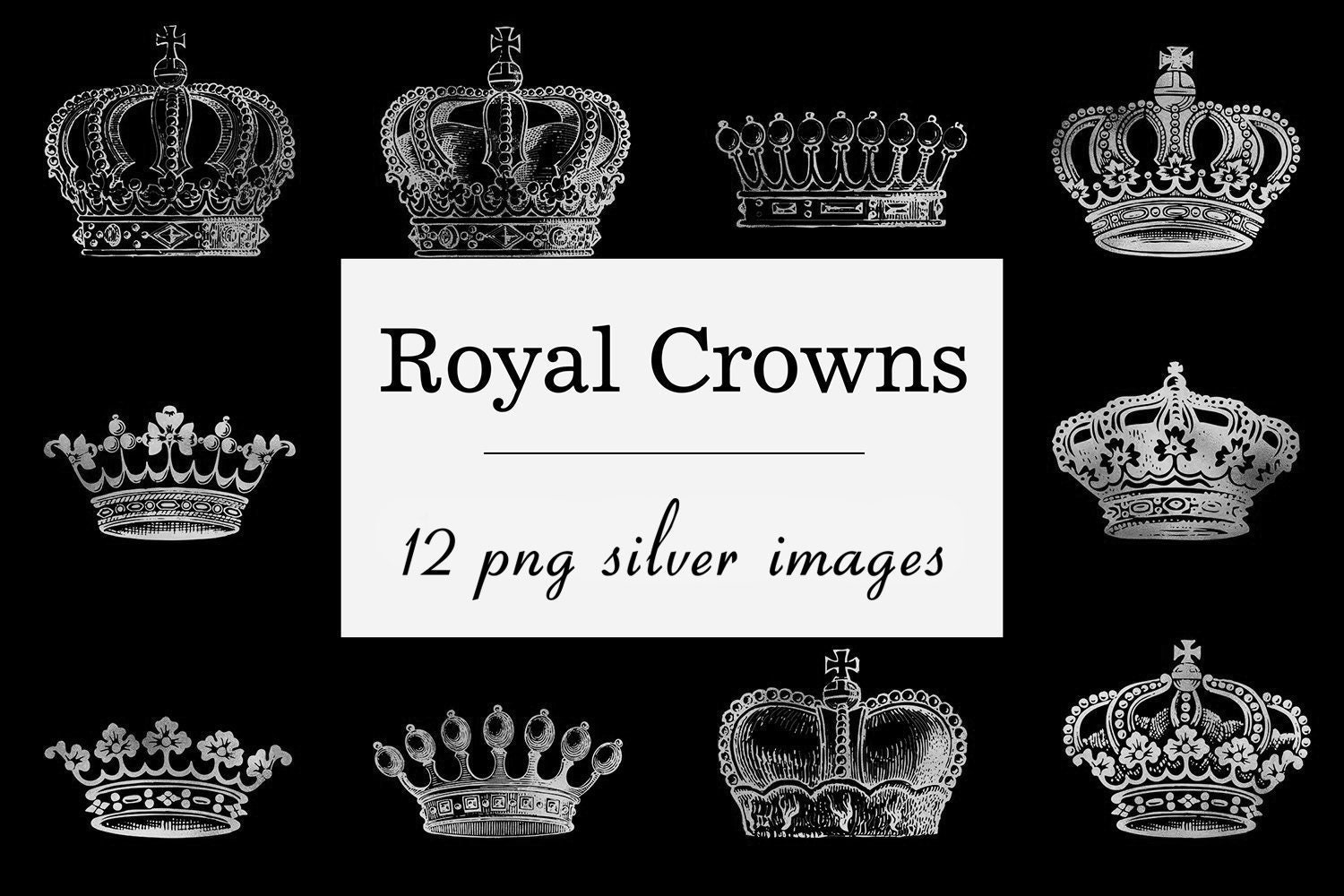 Silver Crown Clipart Royal Crowns Images Silver King Crown - Etsy
