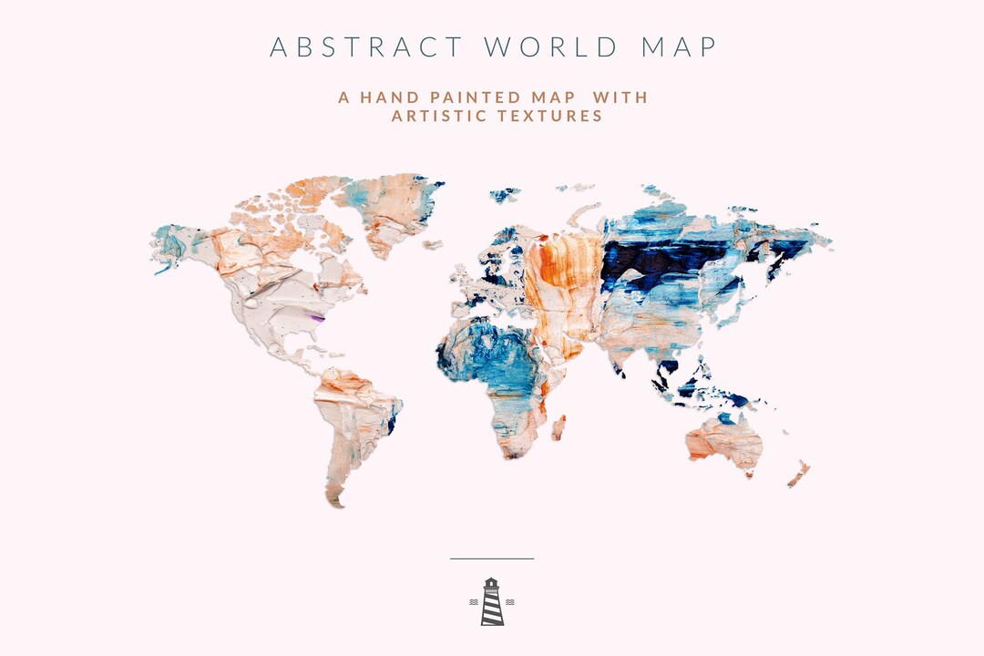 Hand Painted Abstract Map, World Map Clipart, Hand Painted World Map ...