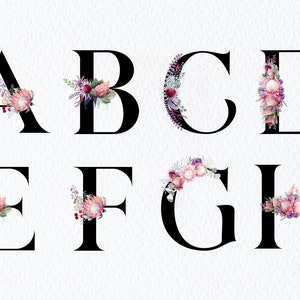 Floral Alphabet Clipart, Wedding Flower Alphabet, Decor Png Letters ...