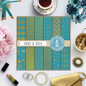 Gold Digital Paper Pack | Scrapbook Paper | Printable Backgrounds | 12 ...