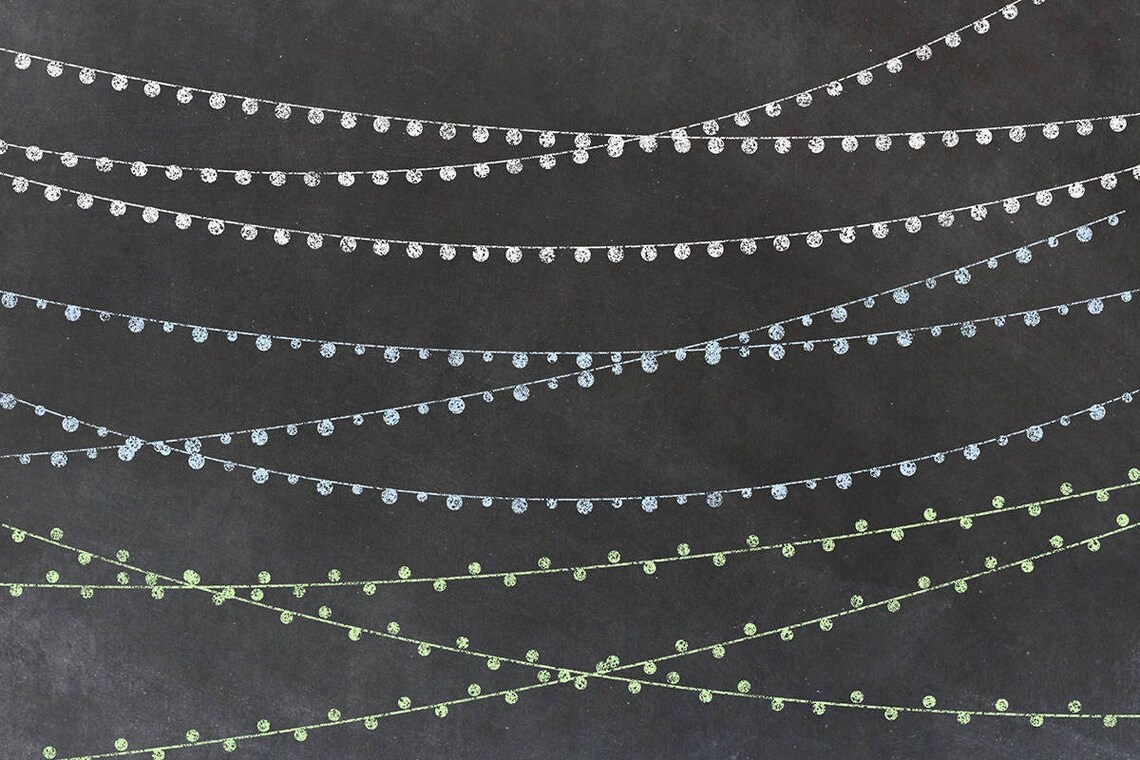 Chalkboard String Lights Clipart, Colored Chalk Fairy Lights, Party ...