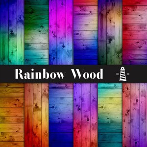 Rainbow Wood Digital Paper Wood Texture Paper Rainbow Wood - Etsy