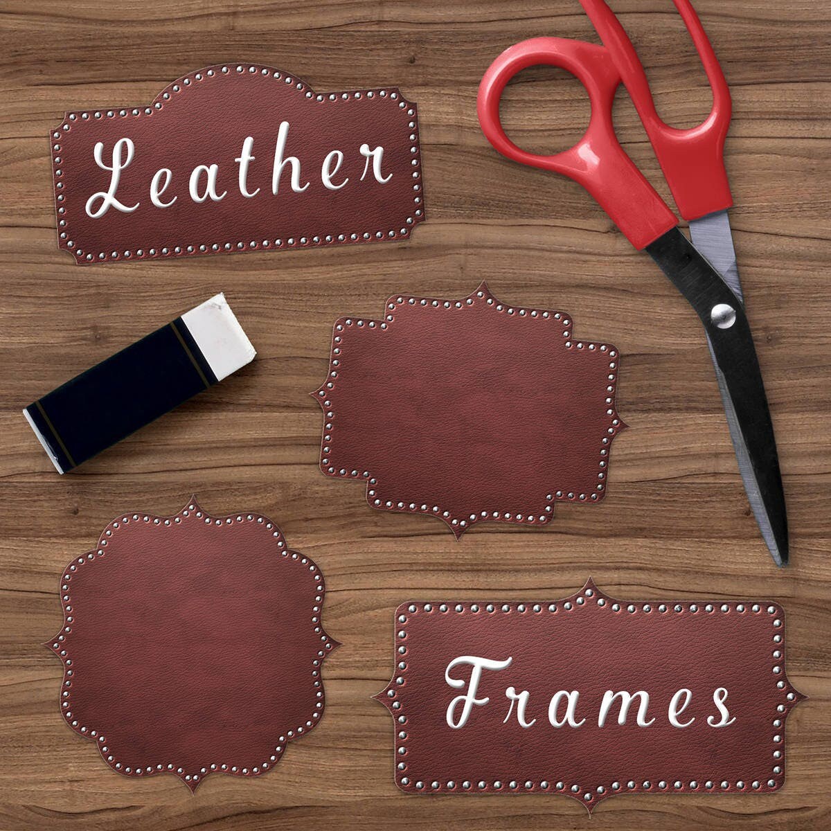 Leather Borders Clipart Leather Frames Leather Rivets Brown - Etsy
