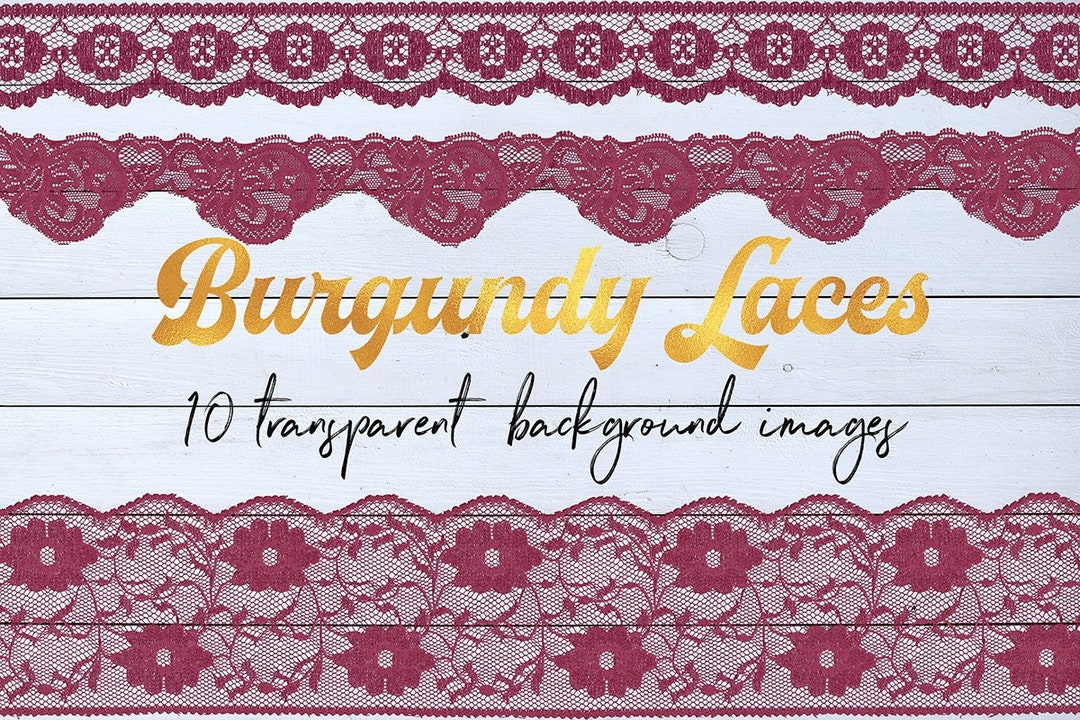 Burgundy Lace Borders Clipart, Floral Lace Borders, Wedding Digital ...