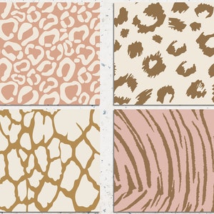 Animal Print Digital Paper, Boho Animal Patterns, Leopard, Giraffe ...