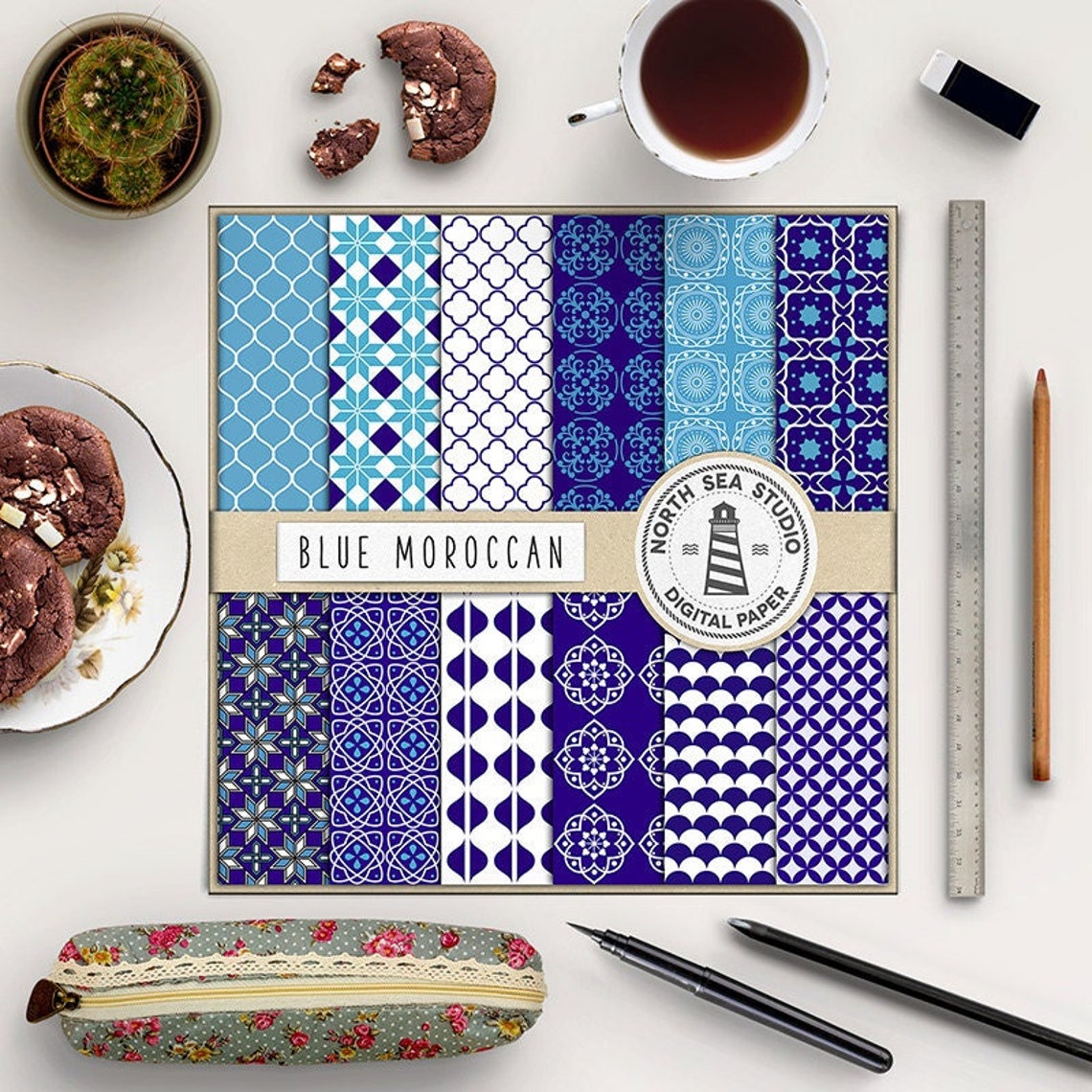 Moroccan Digital Paper Moroccan Tiles Scrapbook Backgrounds - Etsy
