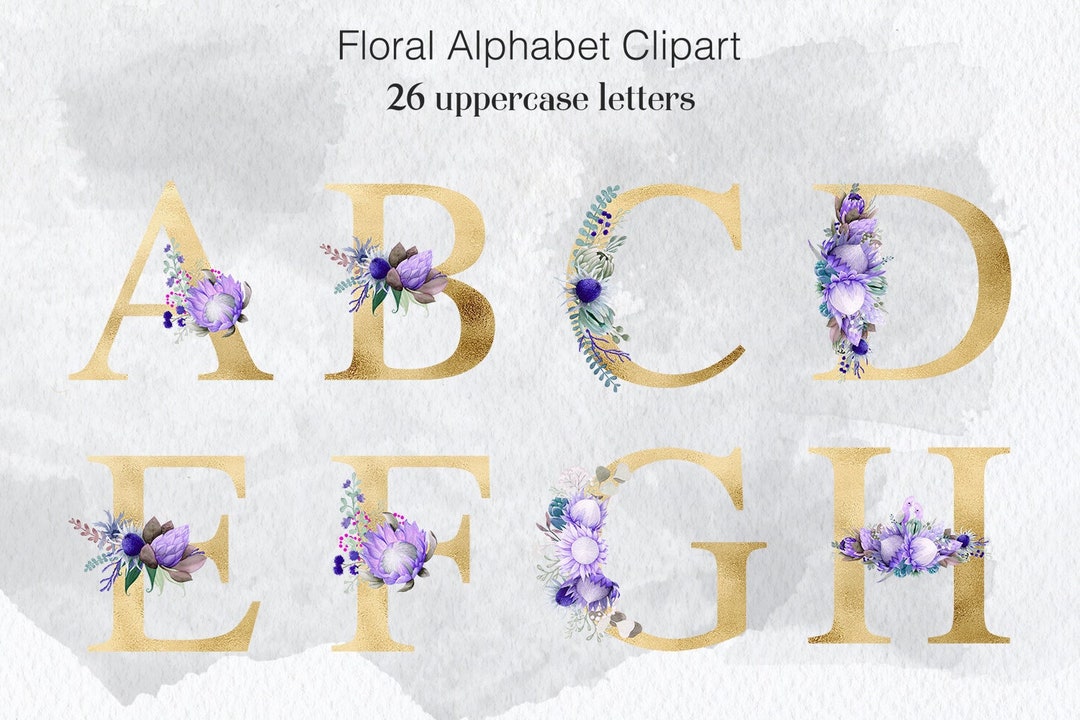 Flower Letters, Watercolor and Gold Letters, Watercolor Flowers, Gold ...