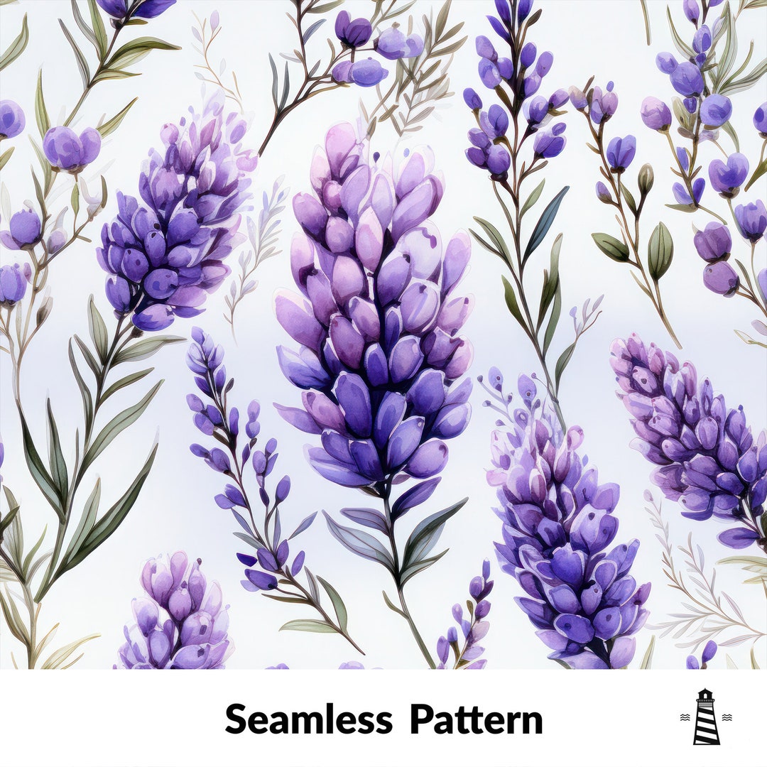 Watercolor Lavender Seamless Pattern, Floral Contemporary Pattern ...