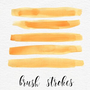 Watercolour Brush Stroke Clipart Watercolor Digital Clipart Orange ...