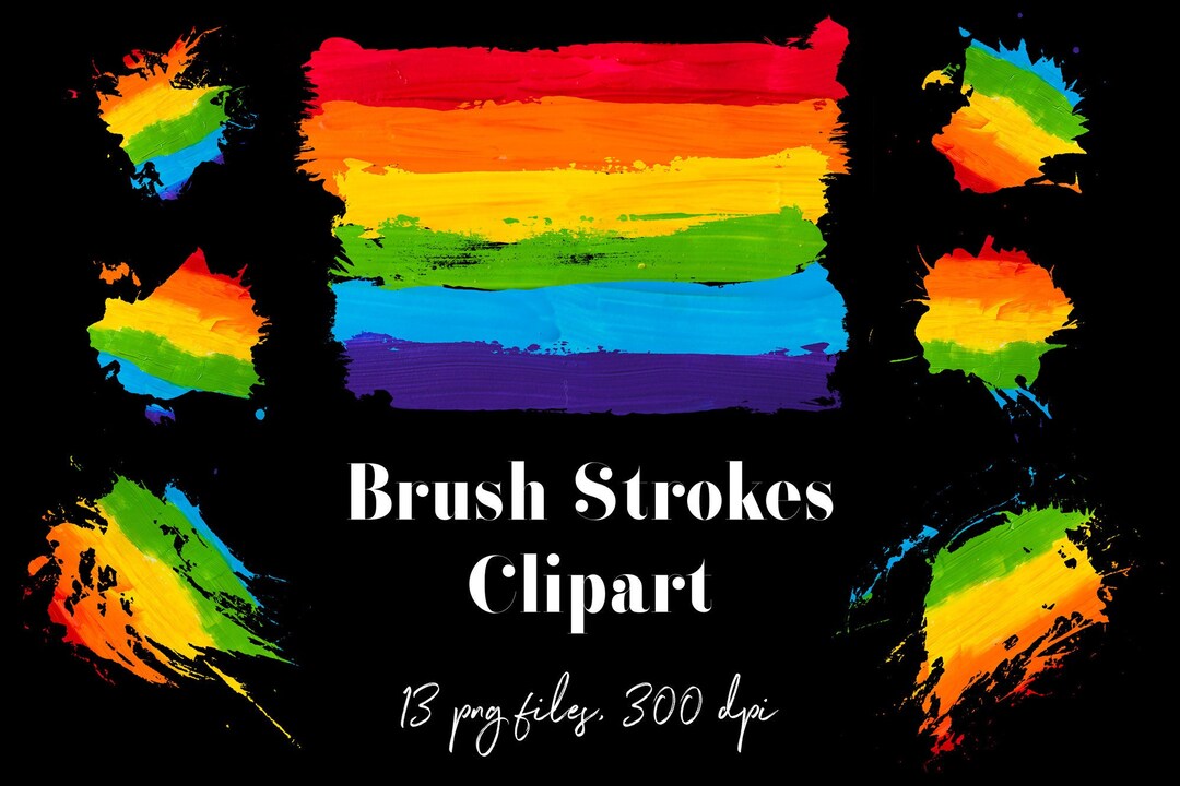 Rainbow Brush Strokes Clipart, Hand Painted Rainbow Strokes, Lgbt Pride ...
