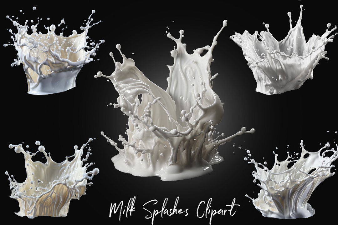 Milk Splash Clipart, PNG Pack, Milk Decadence, Photo Overlays, Journal ...
