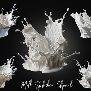 Milk Splash Clipart, PNG Pack, Milk Decadence, Photo Overlays, Journal ...