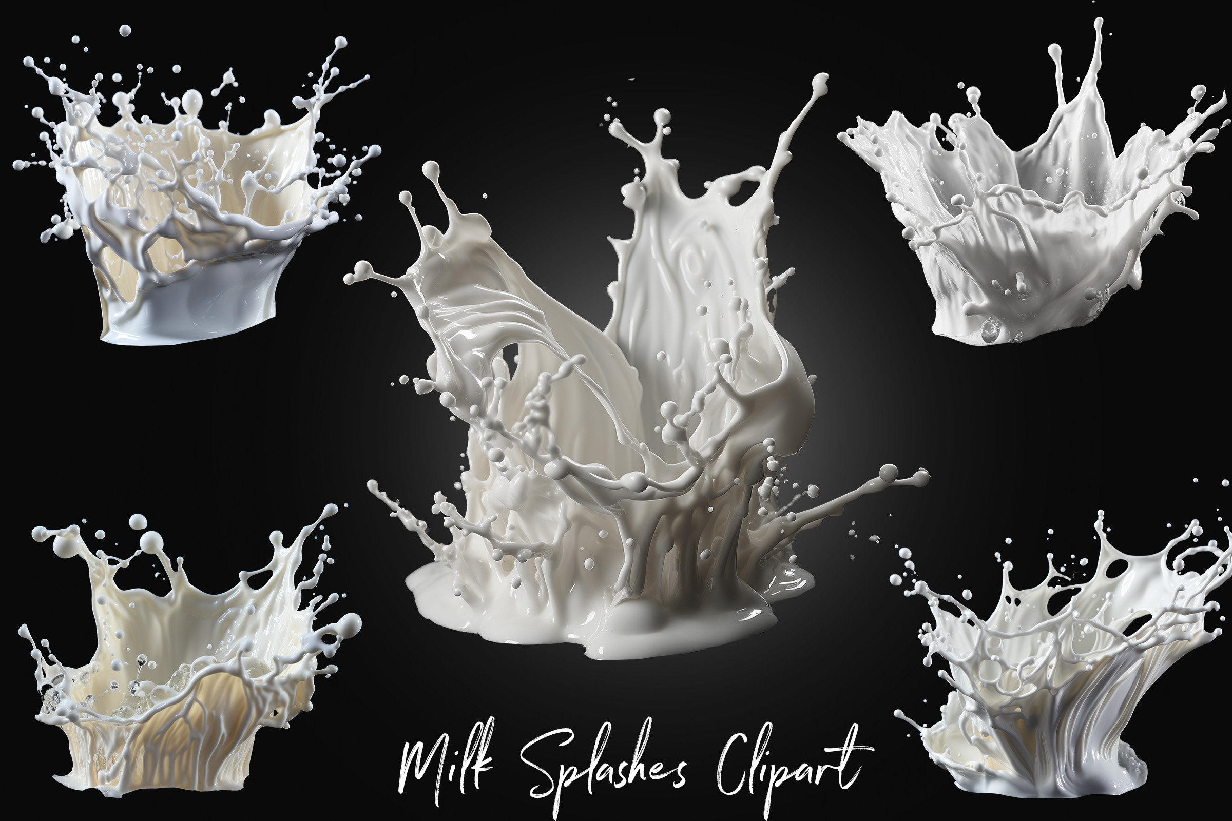 Milk Splash Clipart, PNG Pack, Milk Decadence, Photo Overlays, Journal ...