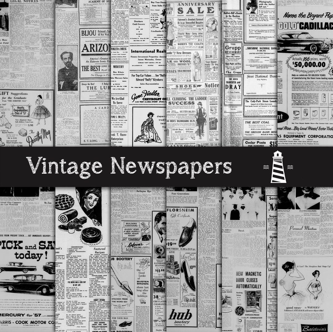 Vintage Newspaper Textures, Digital Photography Backdrops, Antique ...