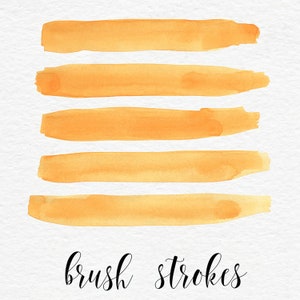 Watercolour Brush Stroke Clipart Watercolor Digital Clipart Orange ...