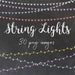 Chalkboard String Lights Clipart, Colored Chalk Fairy Lights, Party ...