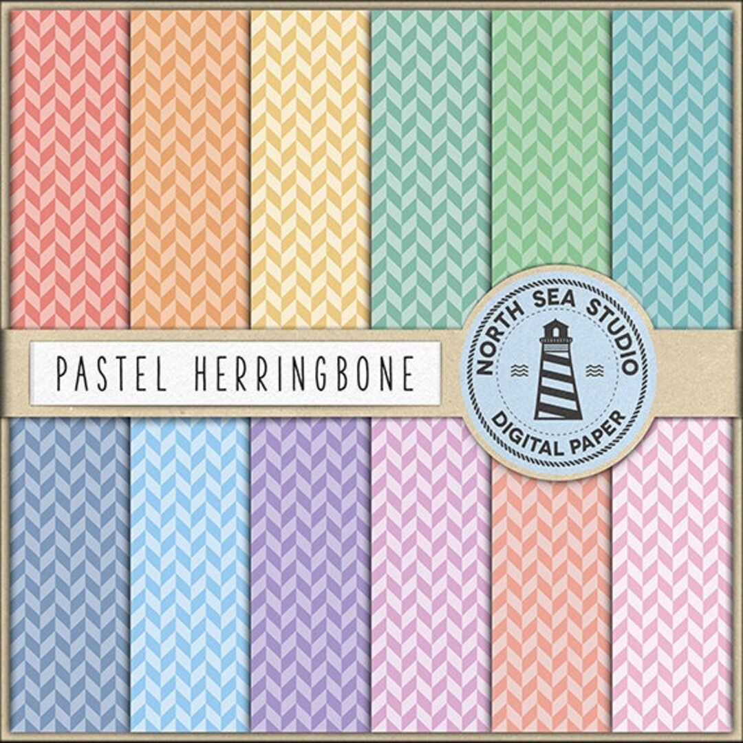 Herringbone Digital Paper Pack | Scrapbook Paper | Printable ...