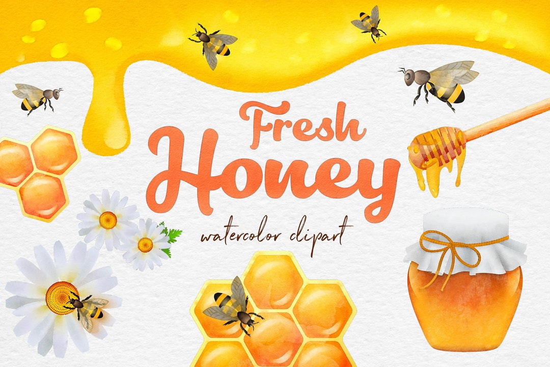 Watercolor Honey Clipart, Watercolor Bee Clipart, Sweet Bee Images ...