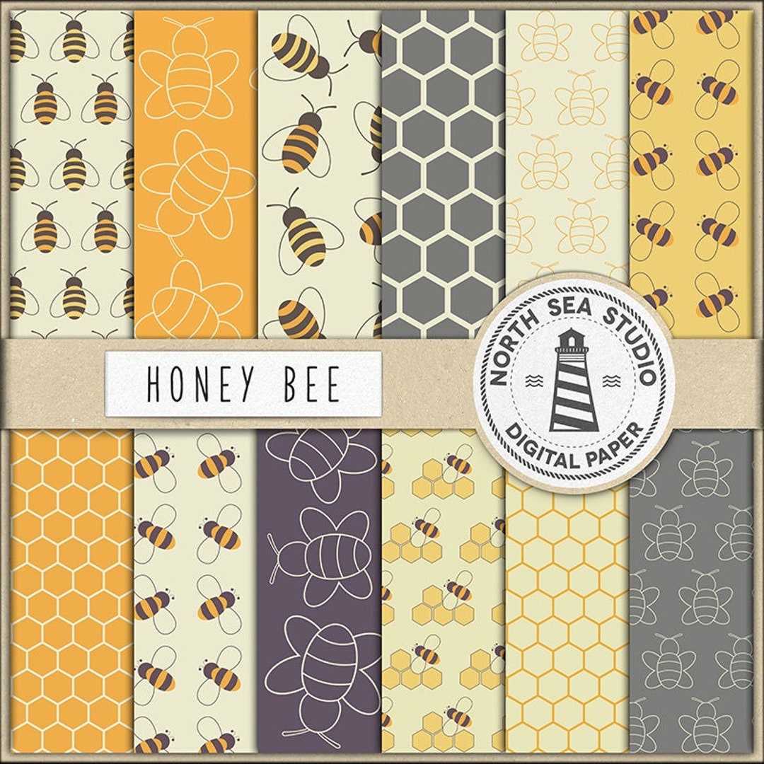 Bee World, Honey Bee Digital Paper, Scrapbooking Backgrounds, Honeycomb ...