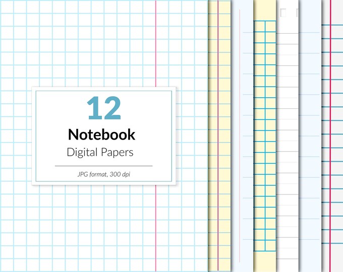 Notebook Lined Digital Paper - School Paper Instant Download - Teacher ...