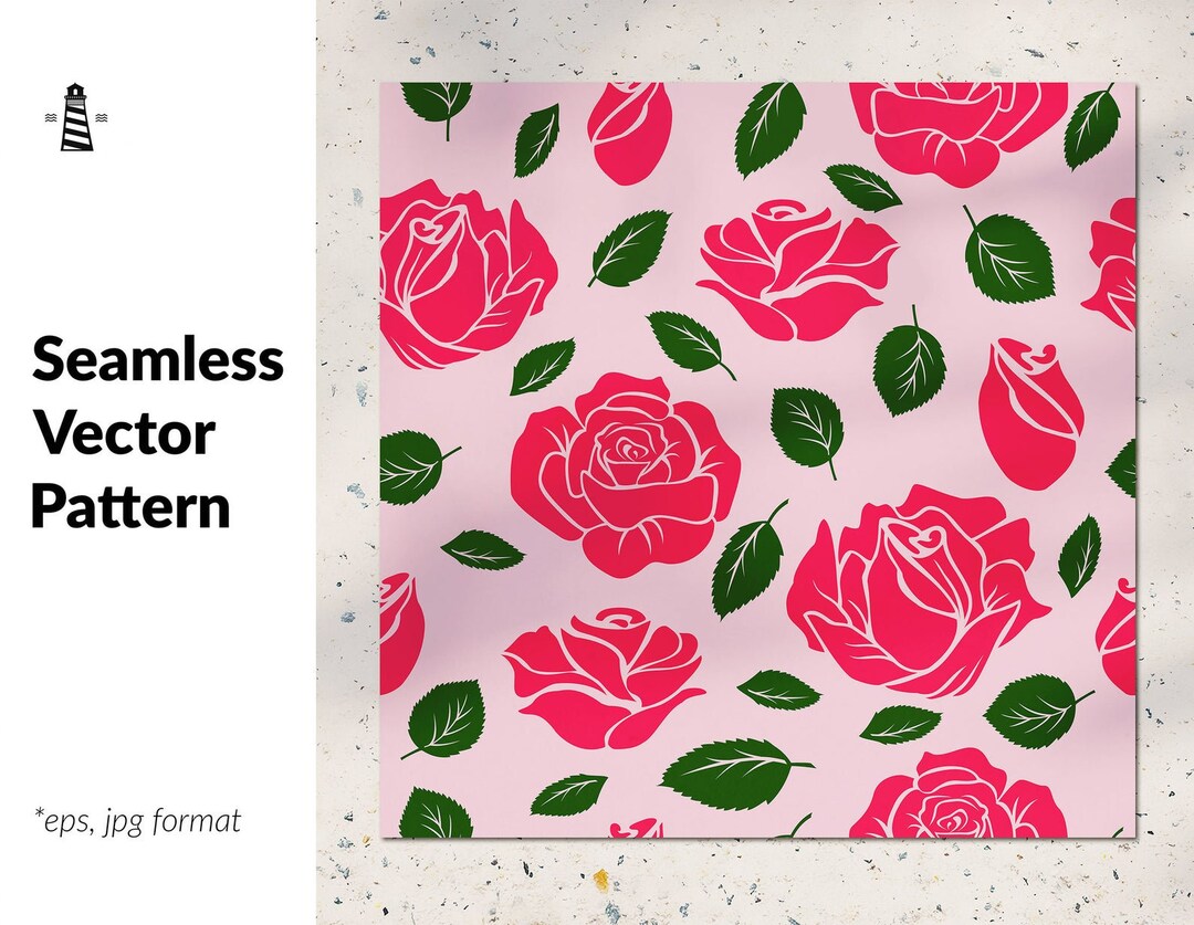 Roses Seamless Pattern, Floral Vector Background, Pink Vintage Rose Surface Patter - Etsy