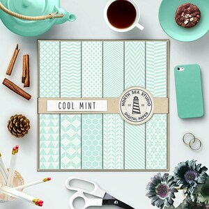 Cool Mint Digital Paper Pack Mint Digital Paper - Etsy