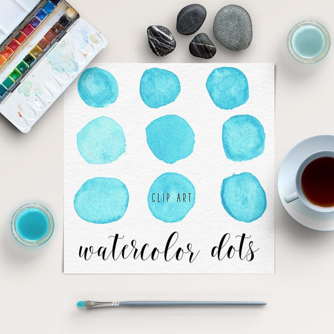 Watercolor Circle Clip Art | Aqua Watercolor Dots | Watercolor Shapes ...