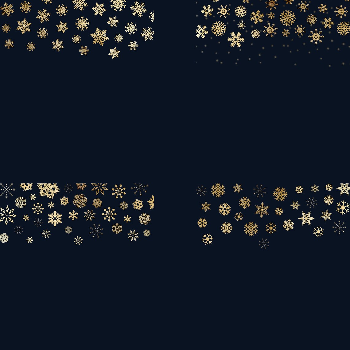 Hello Winter Digital Frames, Gold Snowflake Borders, Gold Falling ...