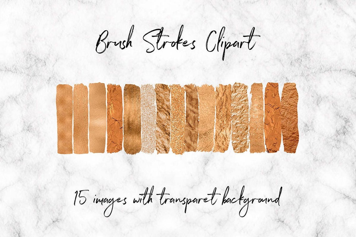 Copper Brush Strokes Clipart Copper Glitter and Foil - Etsy