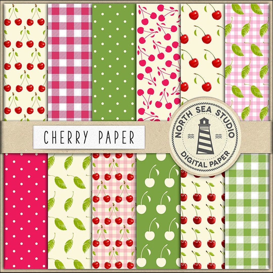 Cherry Scrapbooking Paper, Fruit Patterns. Cherry Backgrounds, Cherry ...