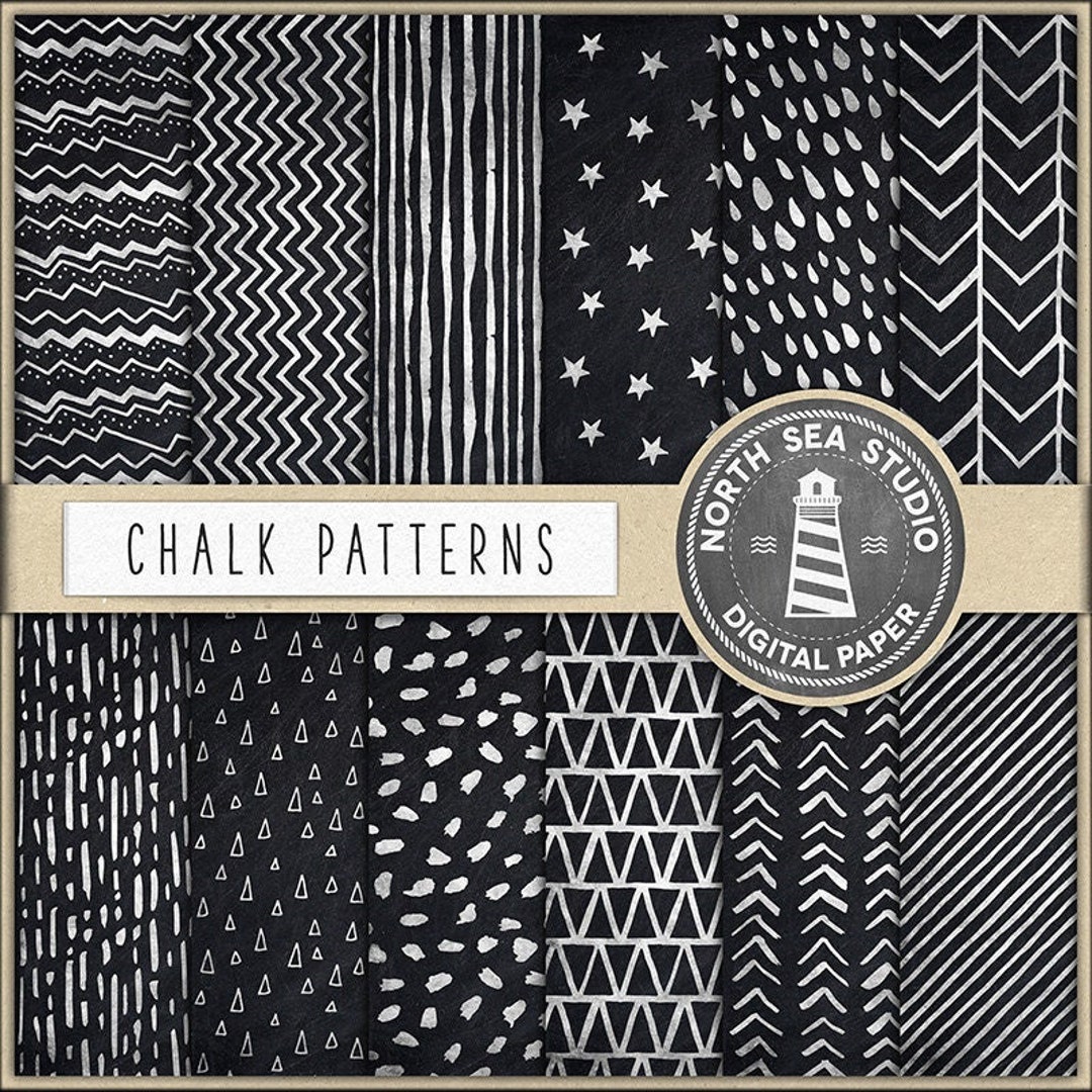 Chalkboard Digital Paper Pack | Hand Drawn Patterns | Chalkboard ...