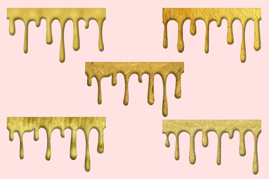 Dripping Gold Overlays Dripping Gold Clipart Molten Gold - Etsy