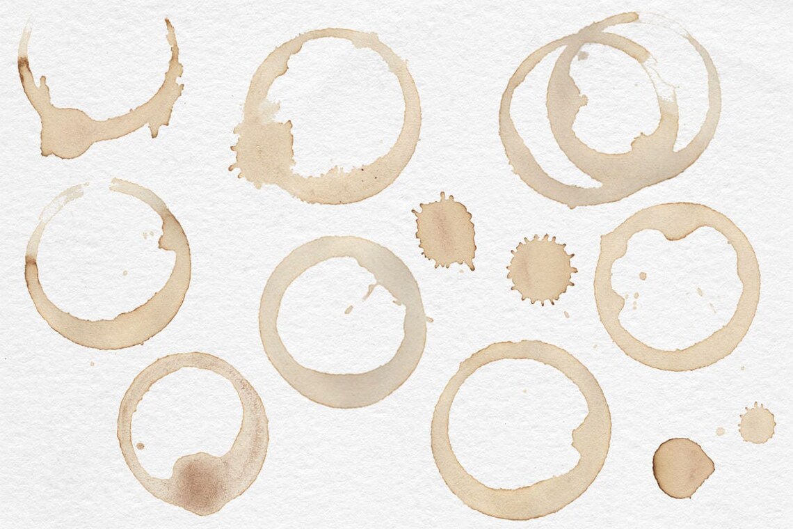 Coffee Rings Clipart Coffee Stains Brown Coffee Splatters - Etsy
