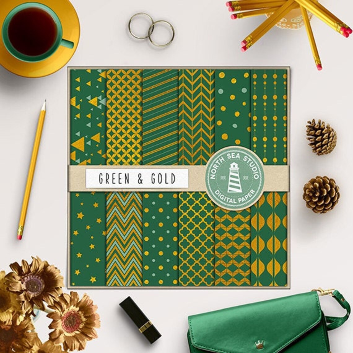 Gold Foil Digital Paper Pack Scrapbook Paper Printable - Etsy