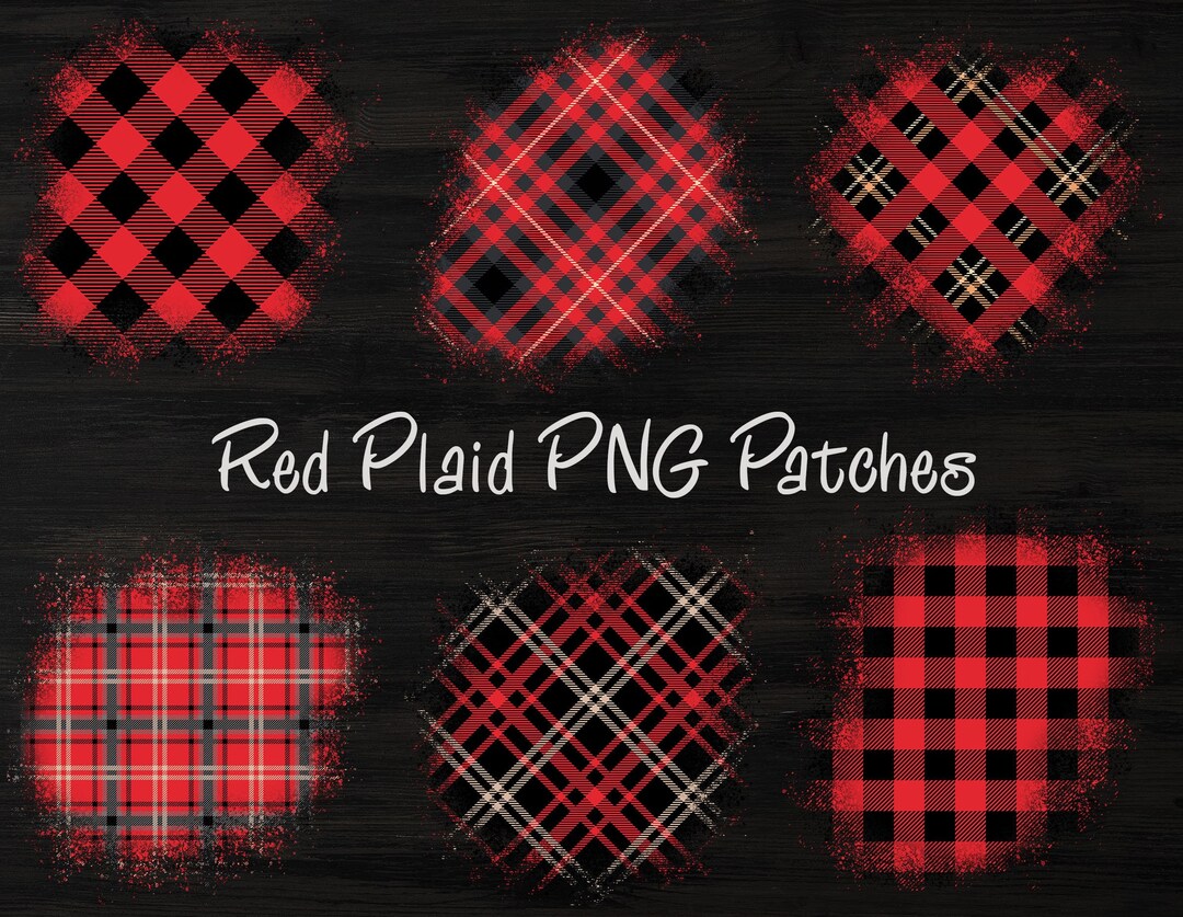 Distressed Red Plaid Patches, Sublimation Design, Fabric Plaid Png ...