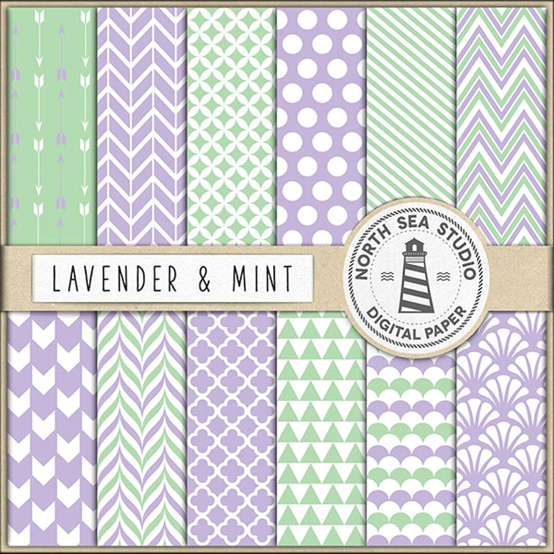 Lavender and Mint Digital Paper Pack | Scrapbook Paper | Printable ...
