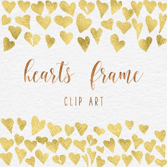Gold Heart Frames Clipart Hand Painted Golden Hearts Gold - Etsy