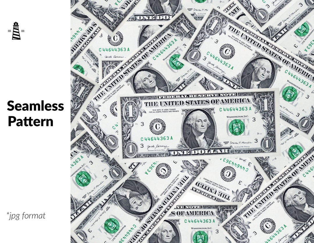 One Dollar Bill Seamless Pattern, Raining Money Digital Paper, 1 Dollar ...
