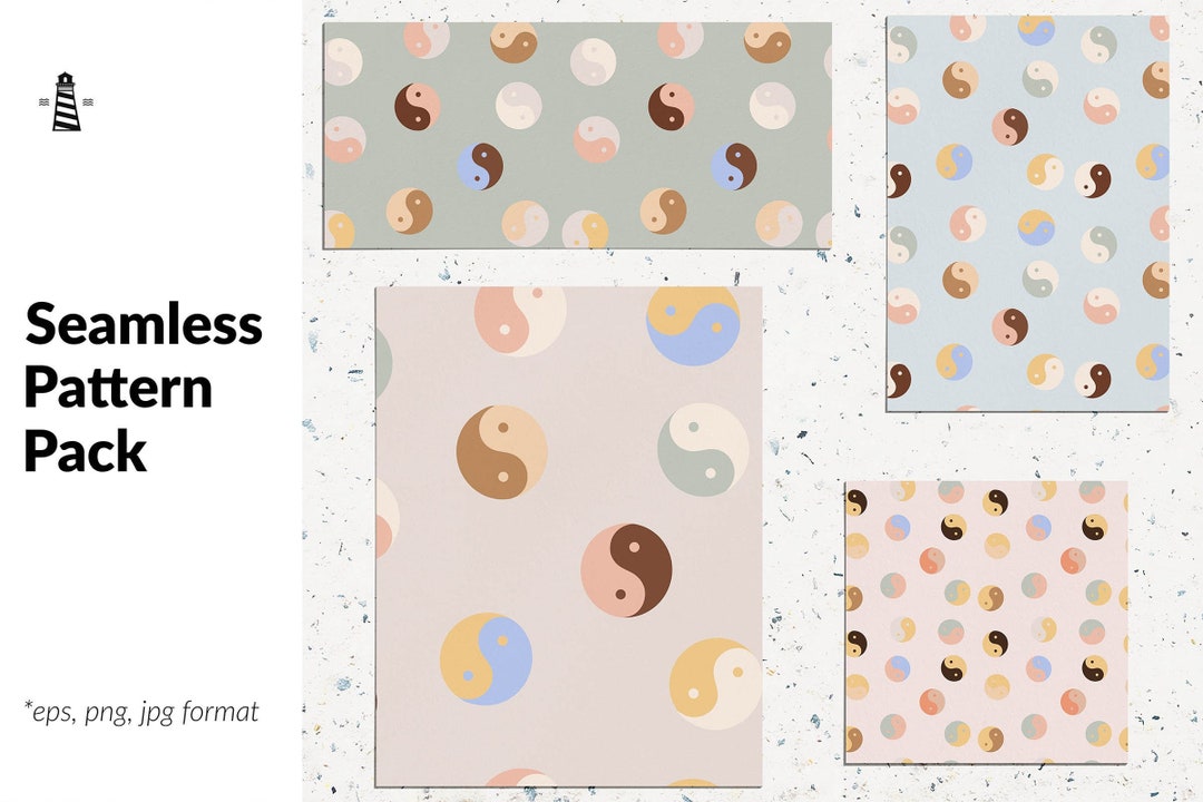 Yin Yang Seamless Patterns, Repeatable Spiritual Background, Mystic ...