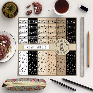 Sing It, Music Digital Paper, Music Sheet Paper, Musical Themed ...