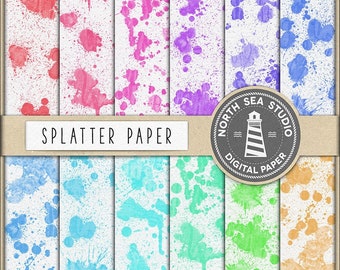 Bright Neon Paint Splatter Digital Paper: paint - Etsy